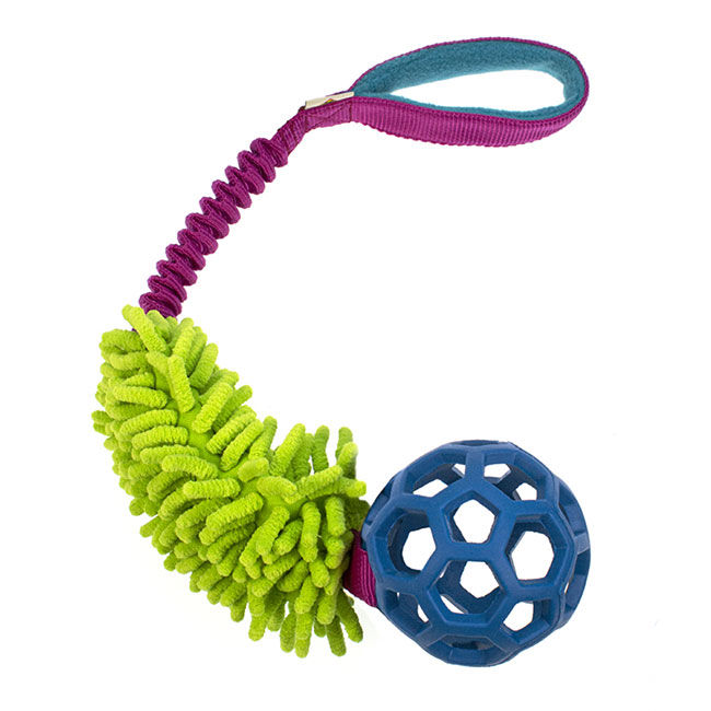 Ball von JW PET mit Bungee-Seil und MOPIK pi-grue- | pink-grün-blau ...